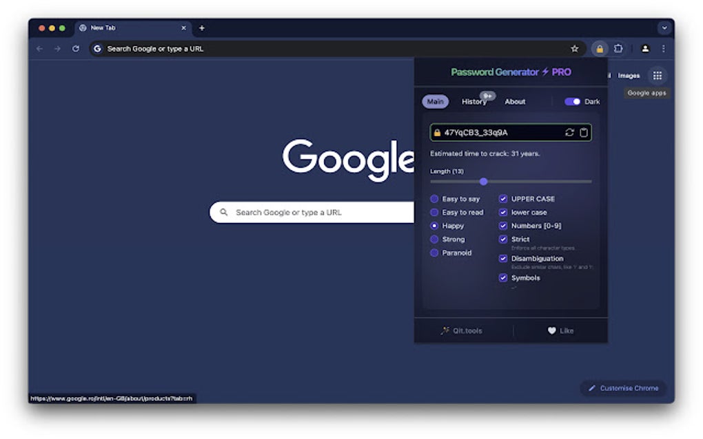 Password Generator PRO Google Chrome 용 - 확장 프로그램 다운로드