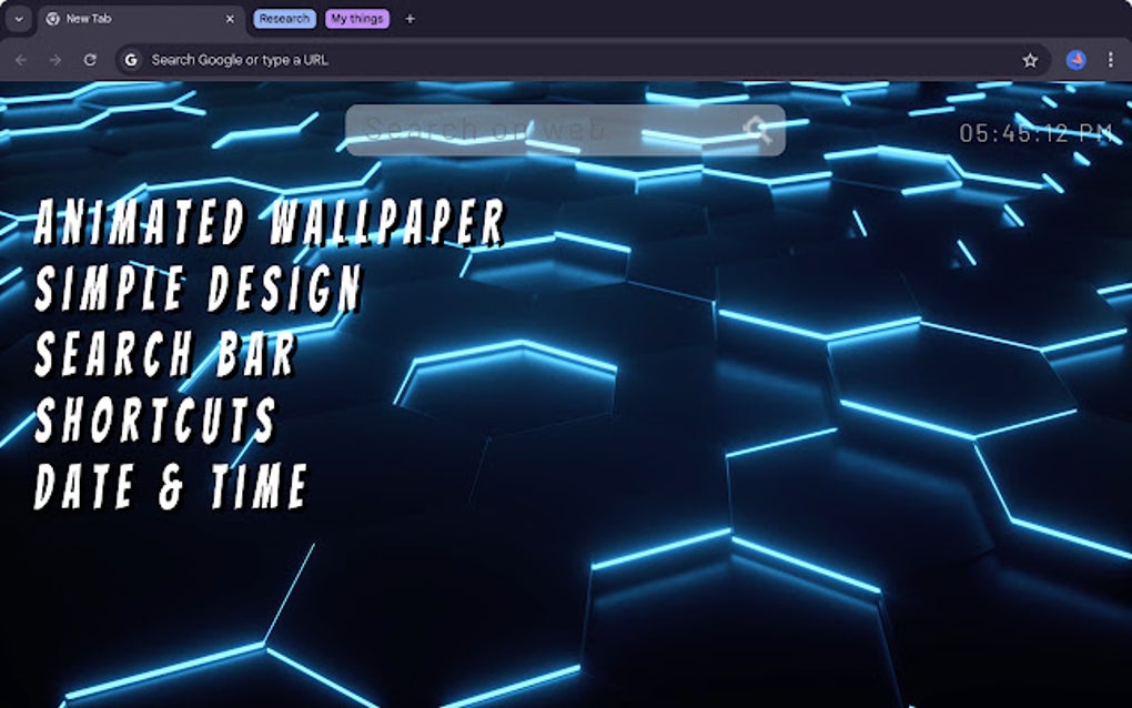 Hexagon Grid Blue Live Wallpaper Google Chrome 용 - 확장 프로그램 다운로드