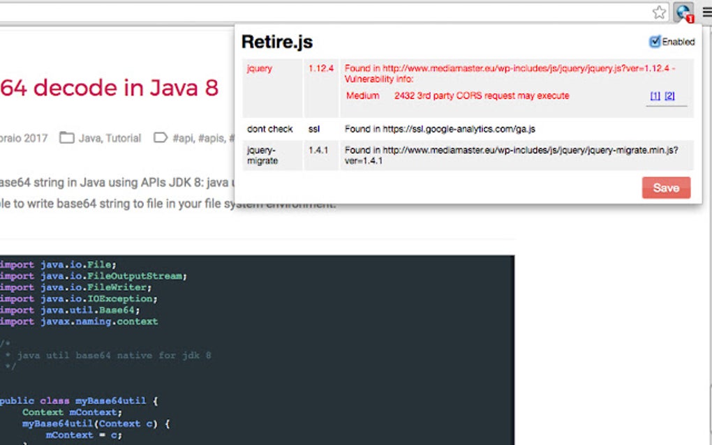retire.js for Google Chrome - Extension Download