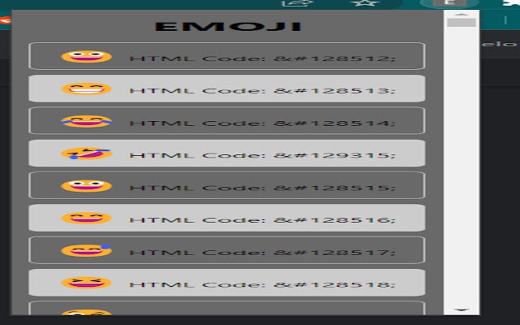 Emoji List for Google Chrome - Extension Download