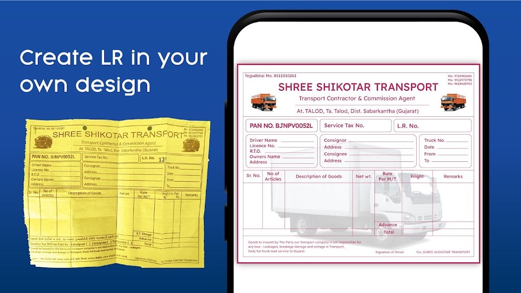 Online LR Transport LR Bilty for Android - Download