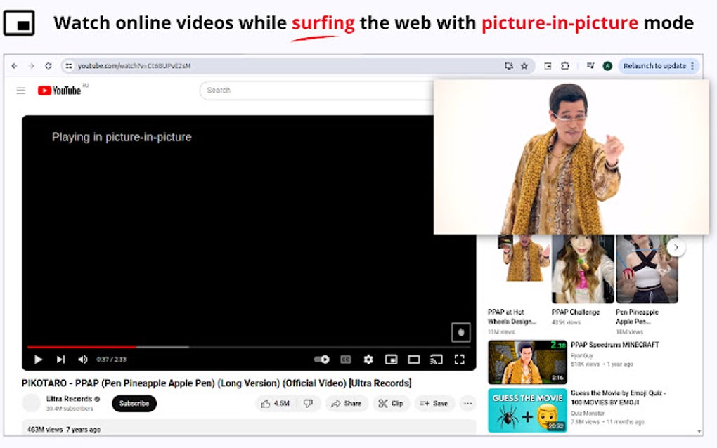 YouTube Picture in Picture for Google Chrome - Extension Download