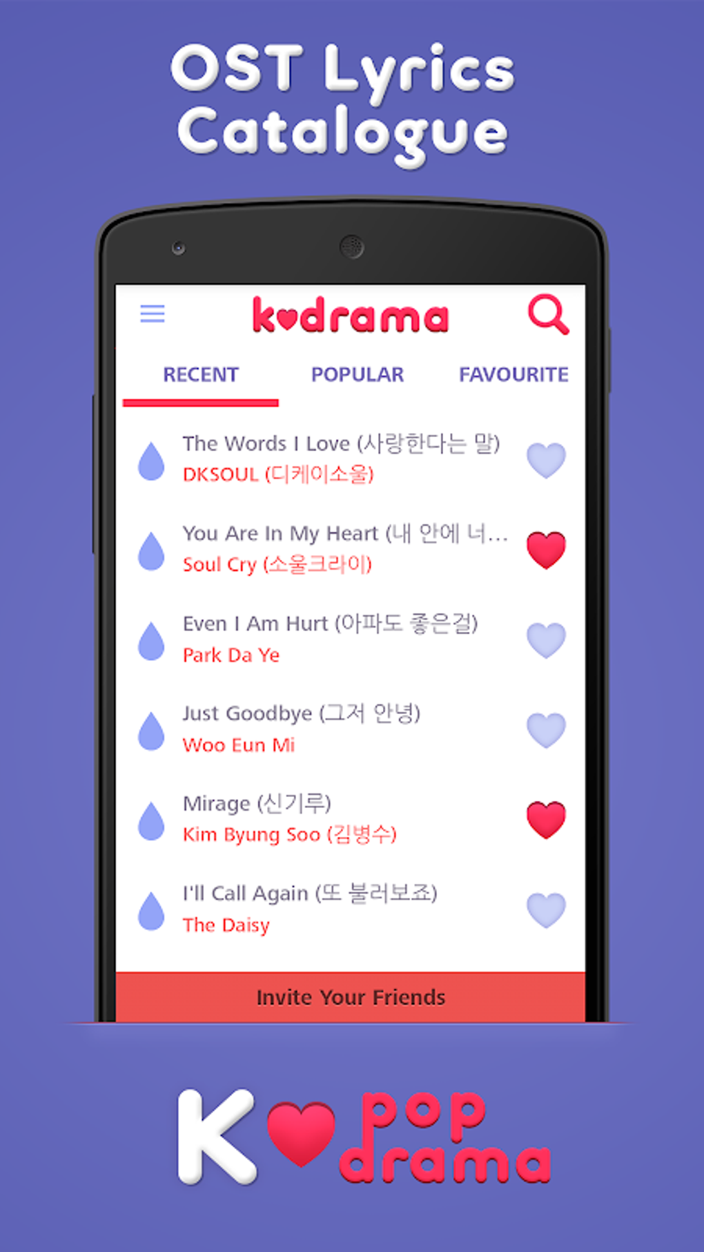 K-drama OST Lyrics APK สำหรับ Android - ดาวน์โหลด