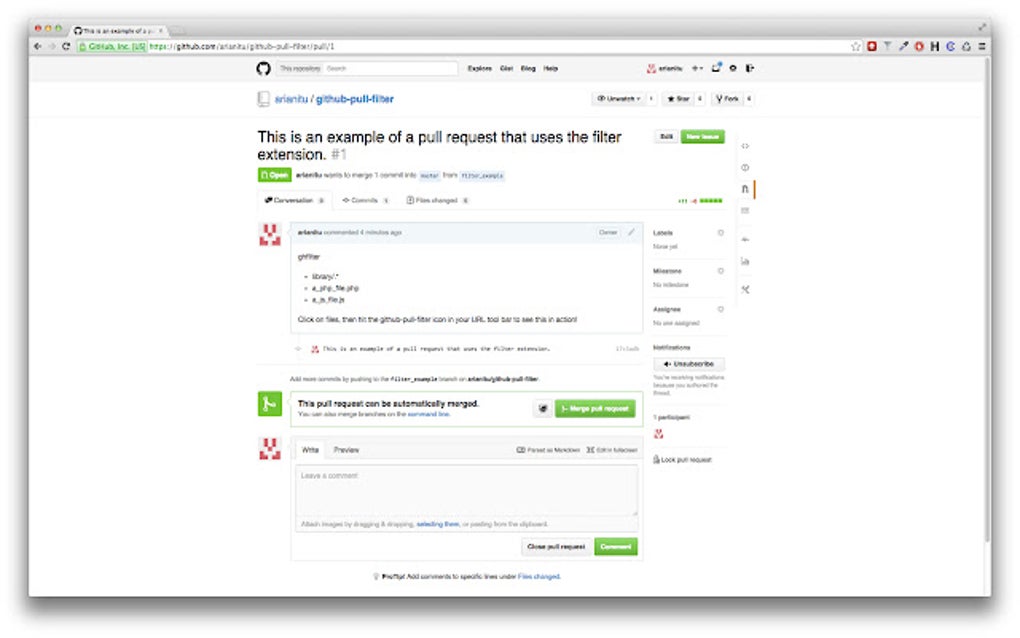Github Pull Filter for Google Chrome - Extension Download