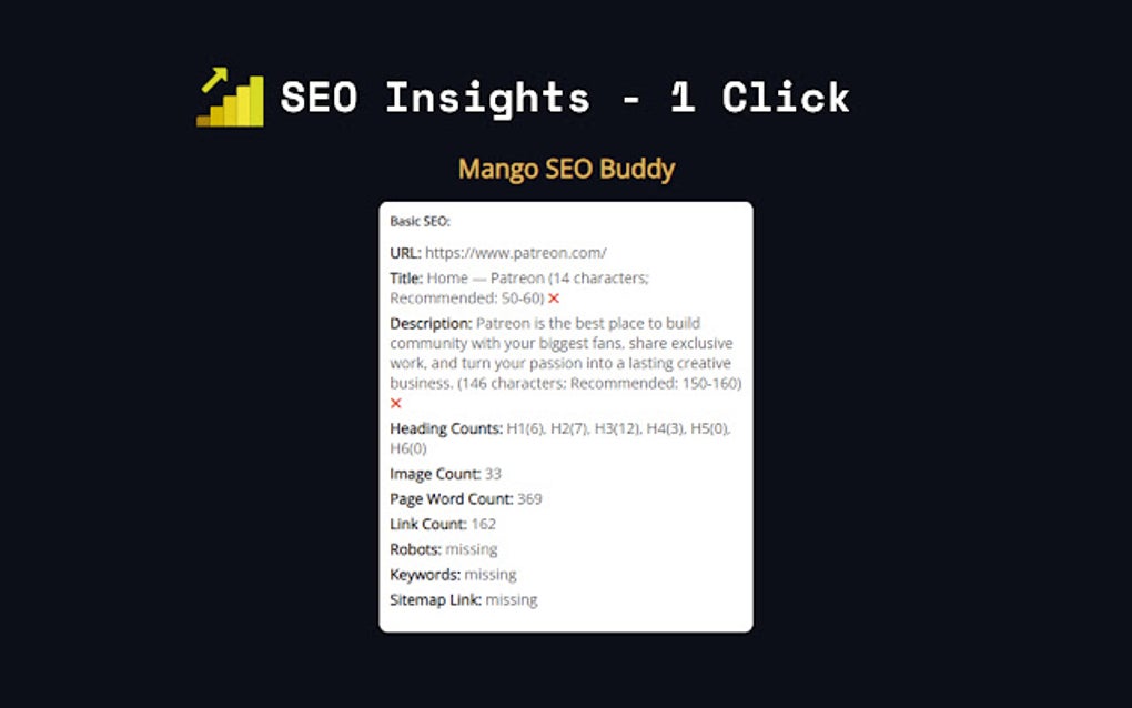 Basic SEO Meta Reader for Google Chrome - Extension Download