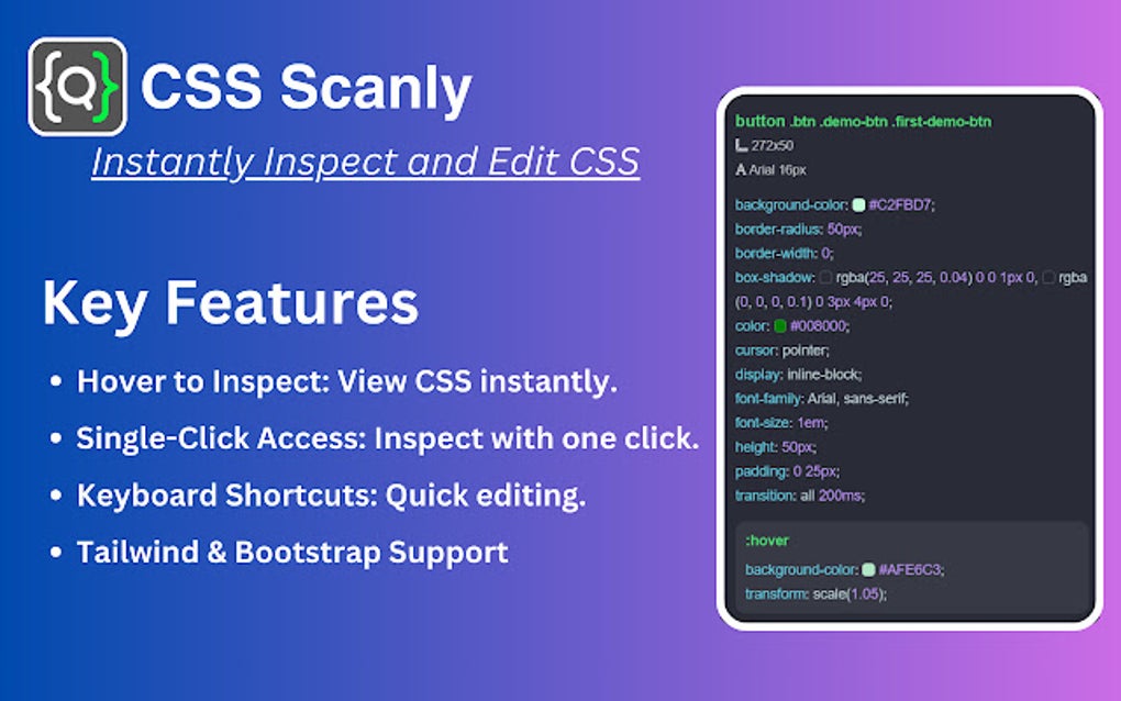 CSS Scanly - Copy CSS | Tailwind & Bootstrap para Google Chrome - Extensión Descargar