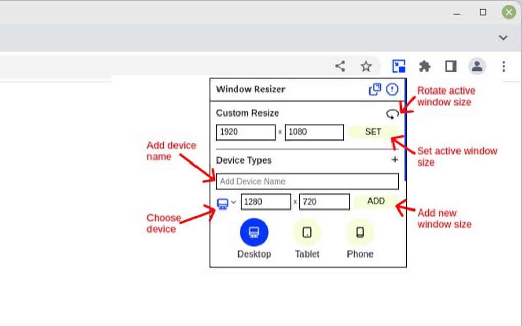 Window Resizer per Google Chrome - Estensione Download