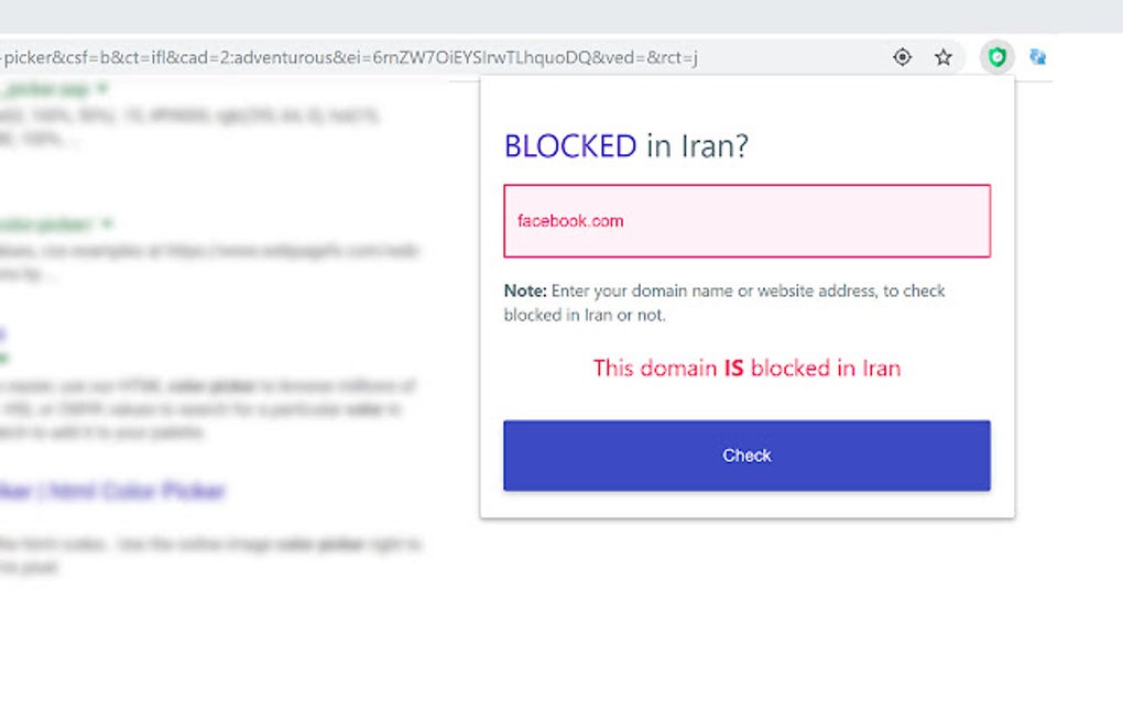 BlockedInIran for Google Chrome - Extension Download
