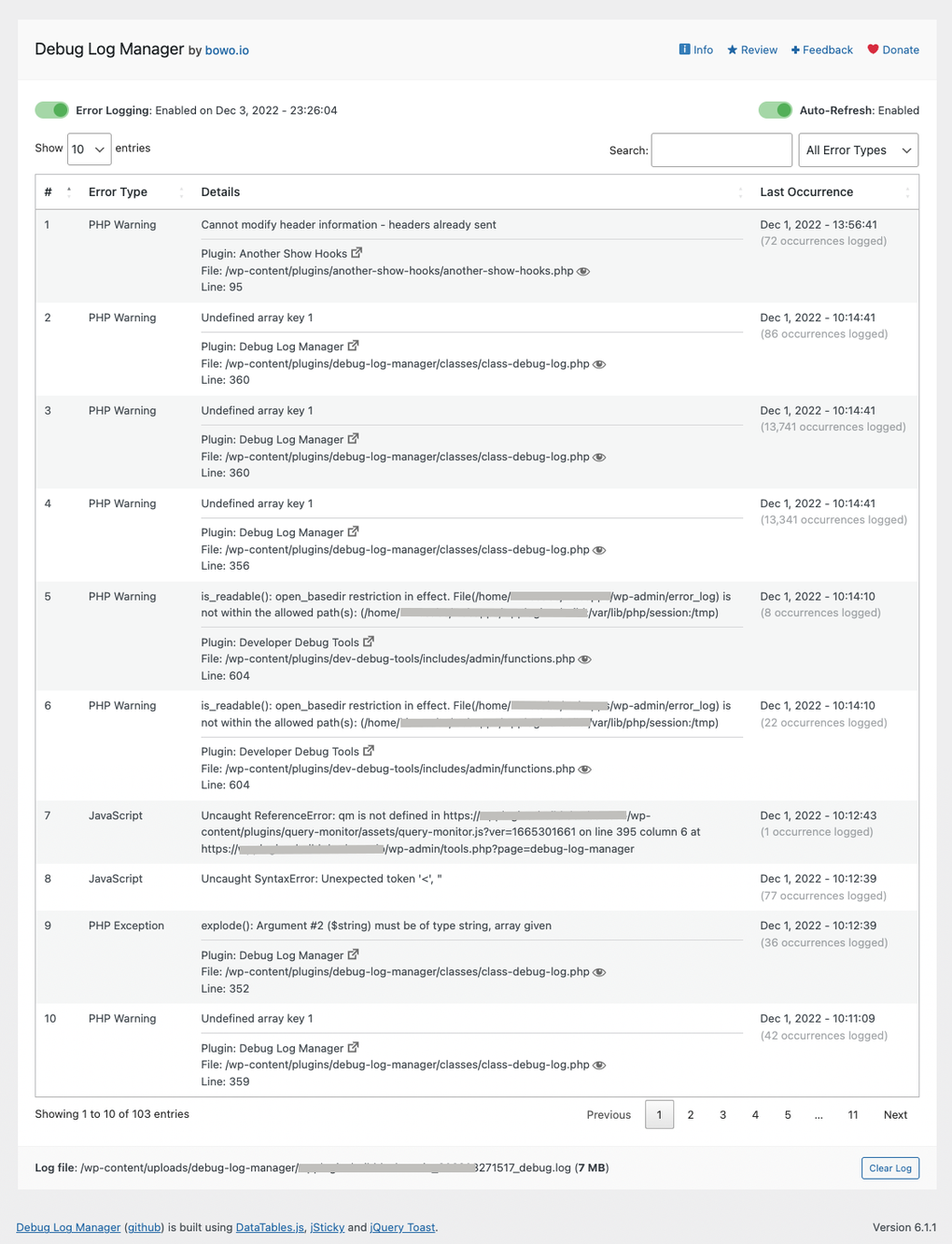 Debug Log Manager for WordPress - Download