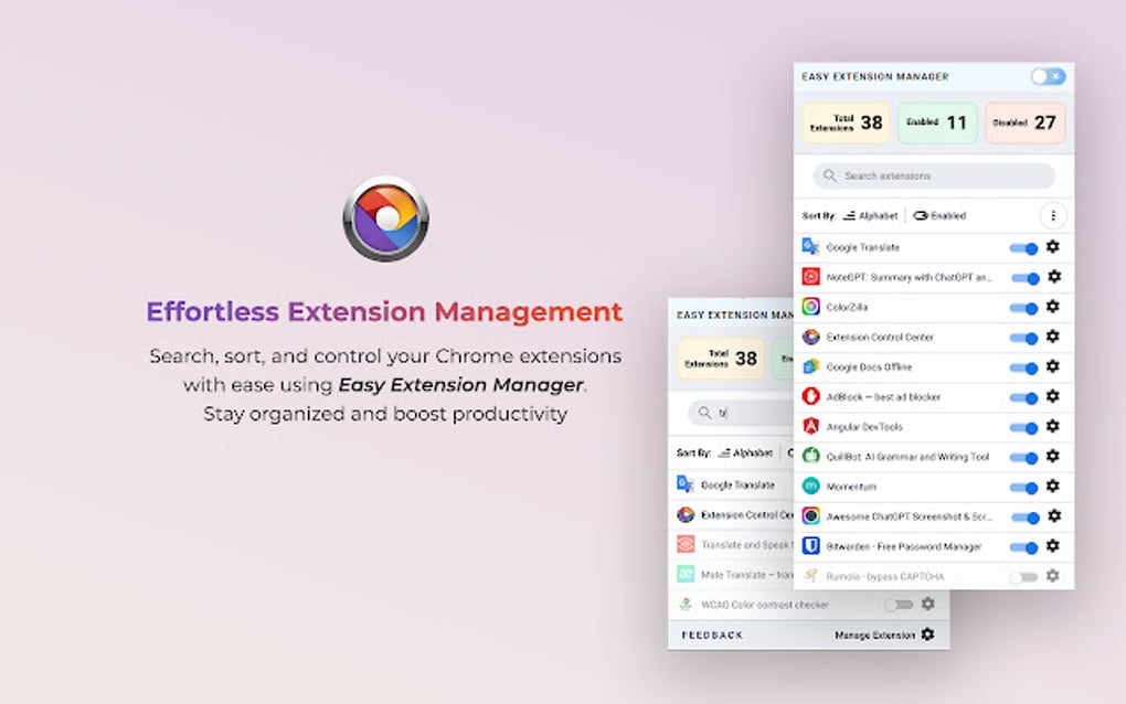 Easy Extension Manager for Google Chrome - Extension Download