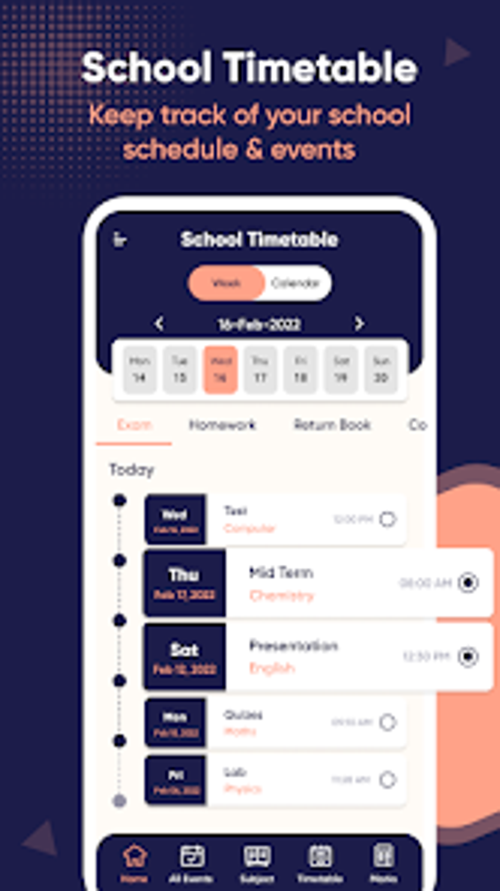 School Timetable Study Planner Android 