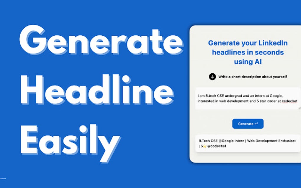 Linkedin Headline Generator for Google Chrome - Extension Download