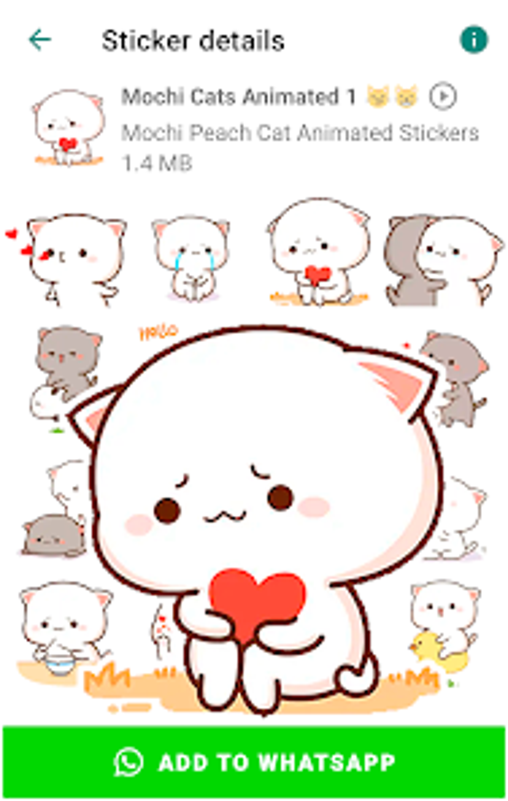 Mochi Cat Animated Stickers สำหรับ Android - ดาวน์โหลด