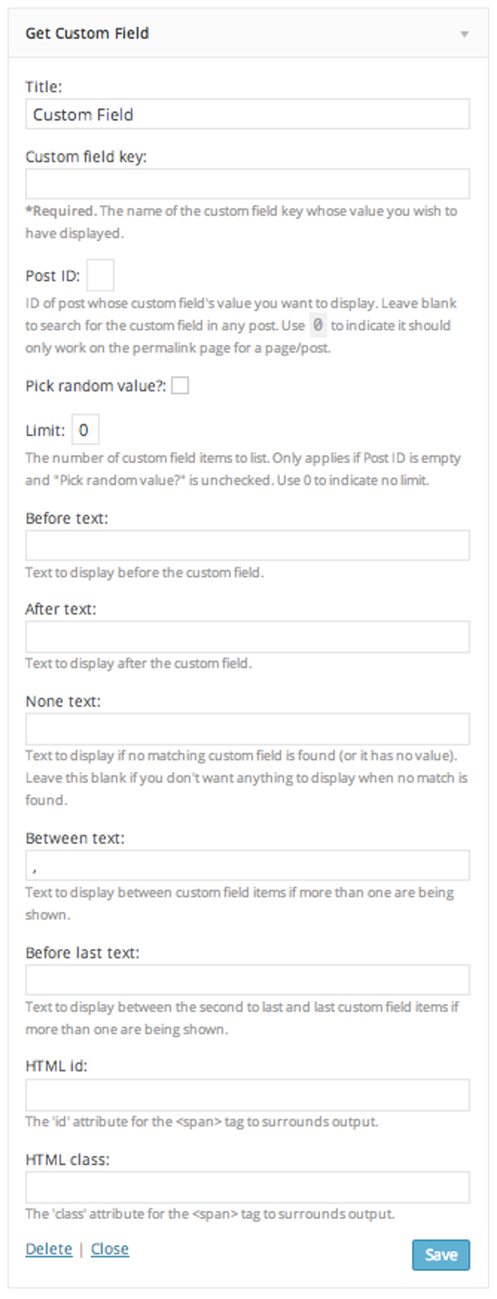 Get Custom Field Values para WordPress - Descargar