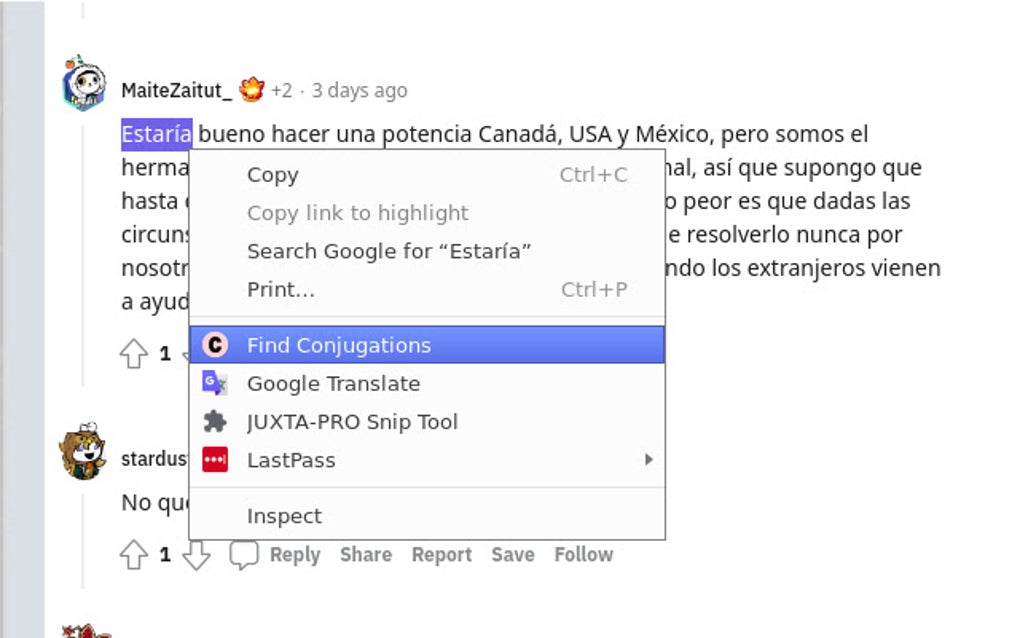 Spanish Conjugation Finder for Google Chrome - Extension Download