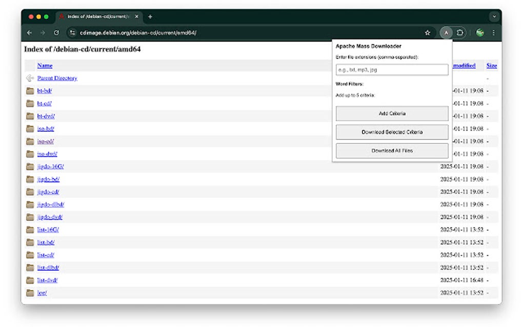 Apache Mass Downloader per Google Chrome - Estensione Download