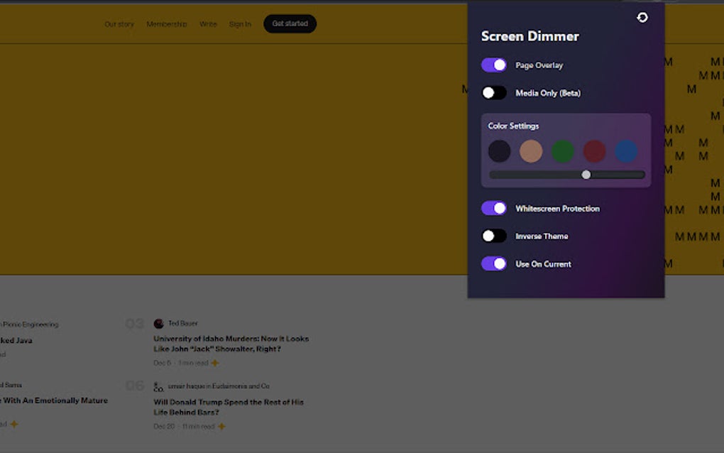 Screen Dimmer for Google Chrome - Extension Download
