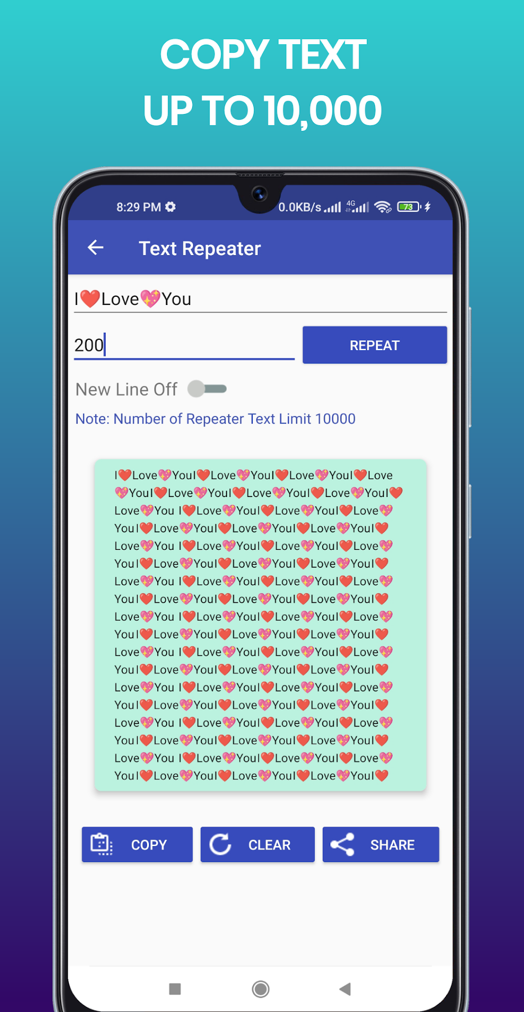 Text Repeater Create 10k Copy para Android - Descargar