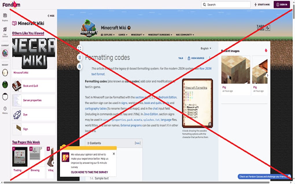 Minecraft Fandom to Wiki Extension สำหรับ Google Chrome - ส่วนขยาย ดาวน์โหลด