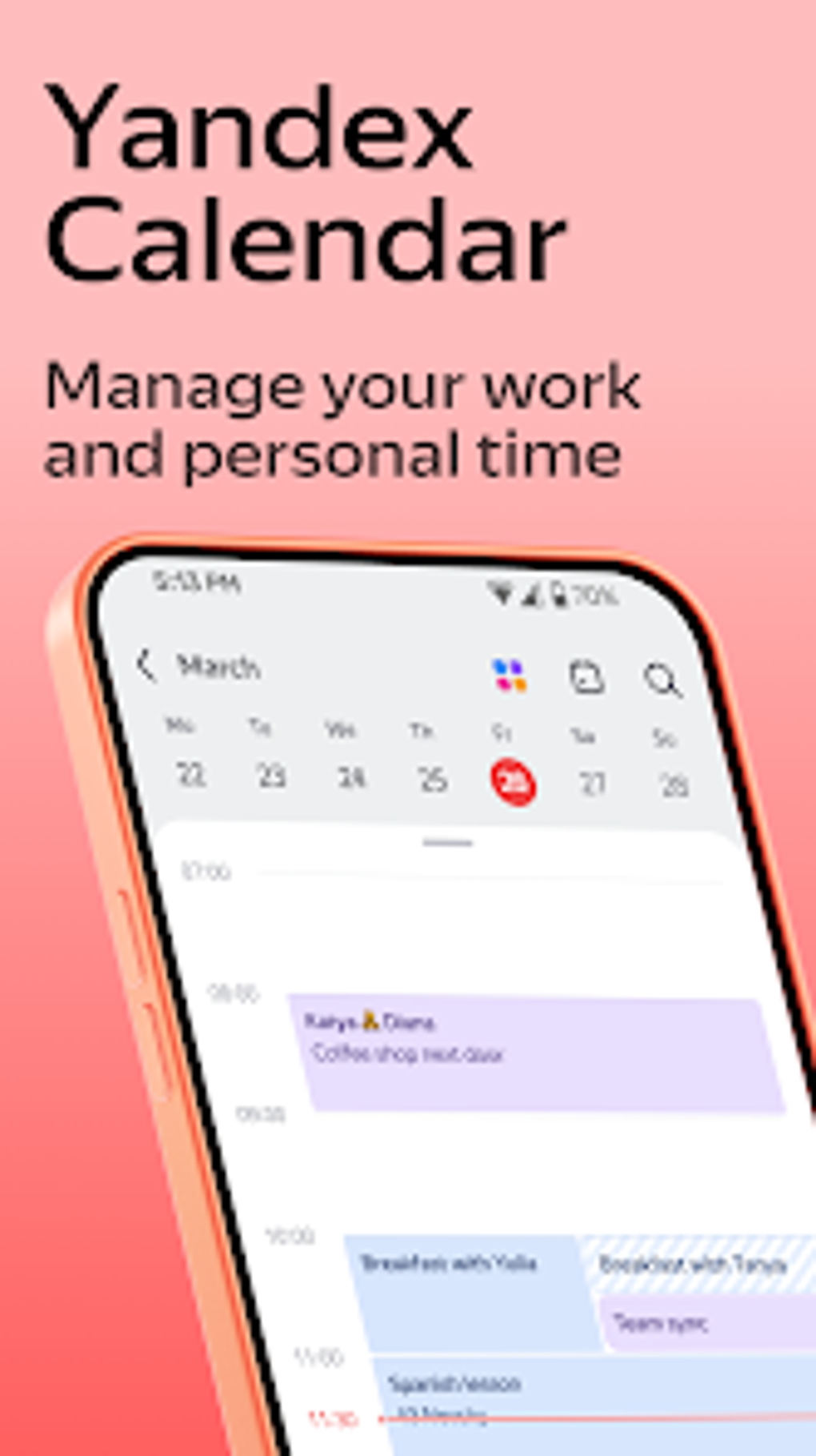 Yandex Calendar สำหรับ Android - ดาวน์โหลด