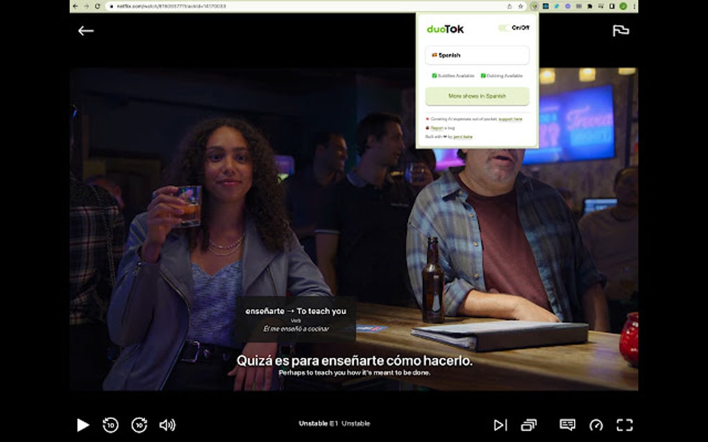 DuoTok: watch Netflix to learn languages for Google Chrome - Extension Download