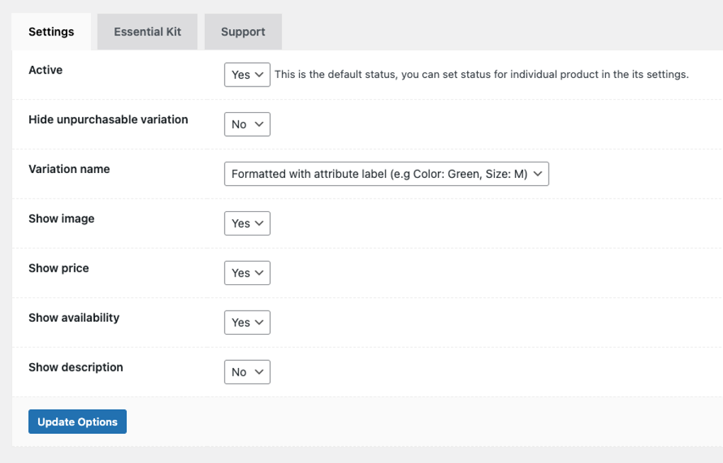 WPC Variations Table for WooCommerce para WordPress - Descargar