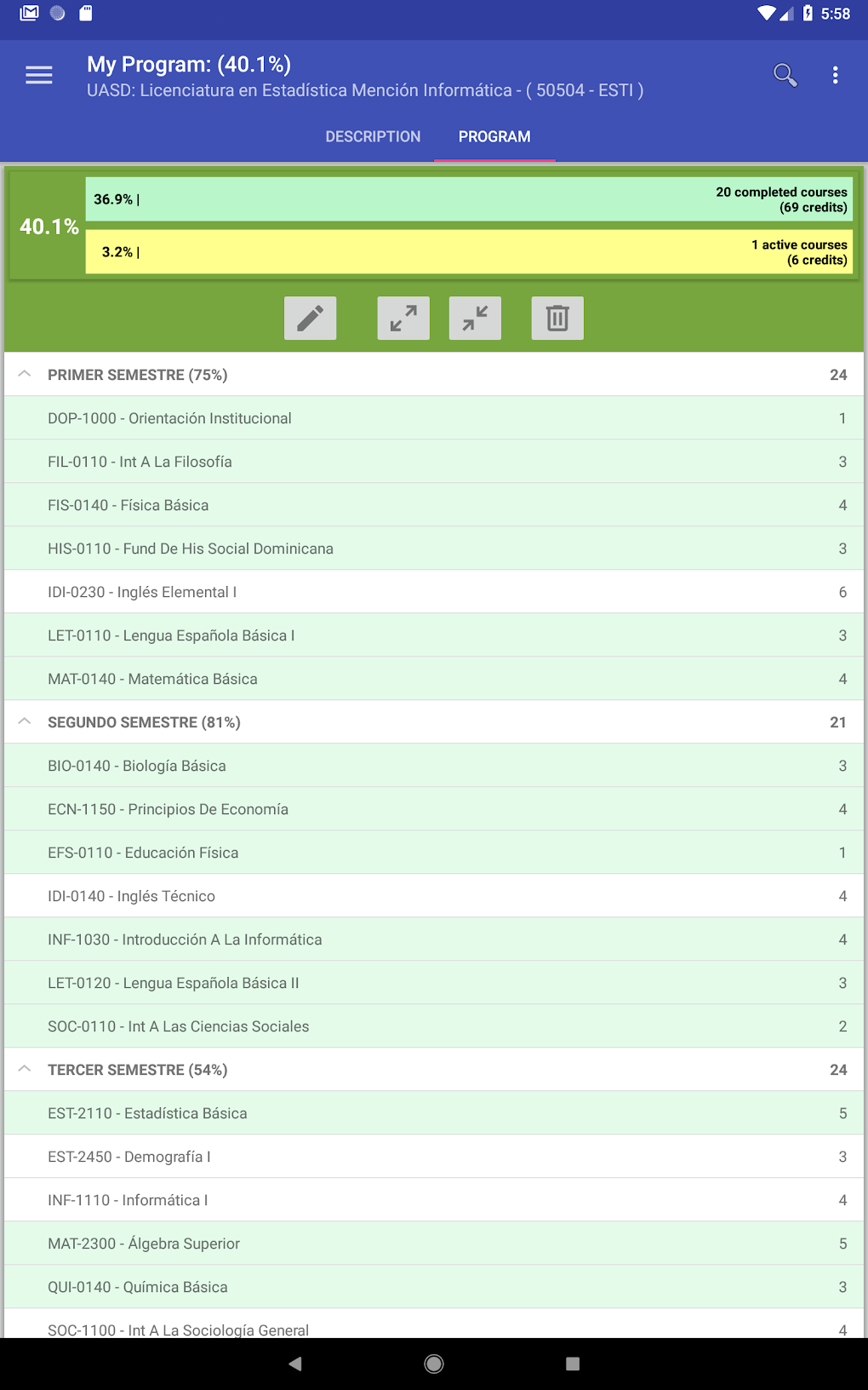 Pensum: universities careers and subjects para Android - Descargar