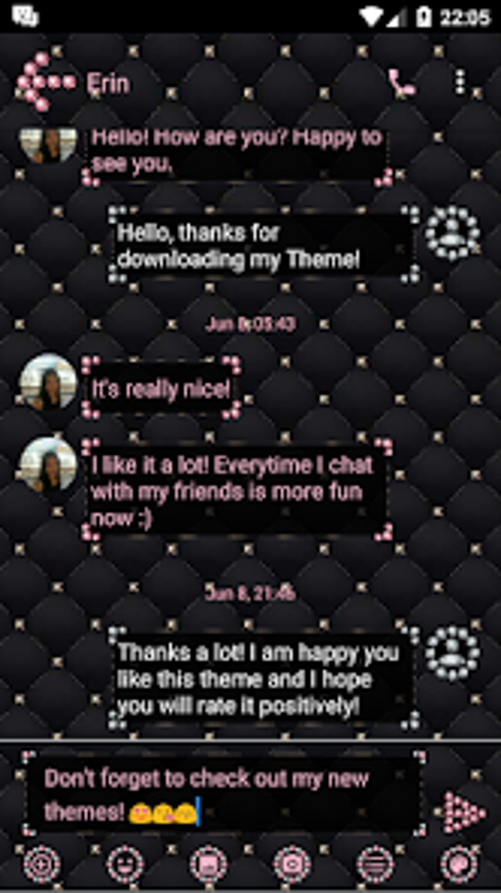 SMS Messages Jewel Pink Theme for Android - Download