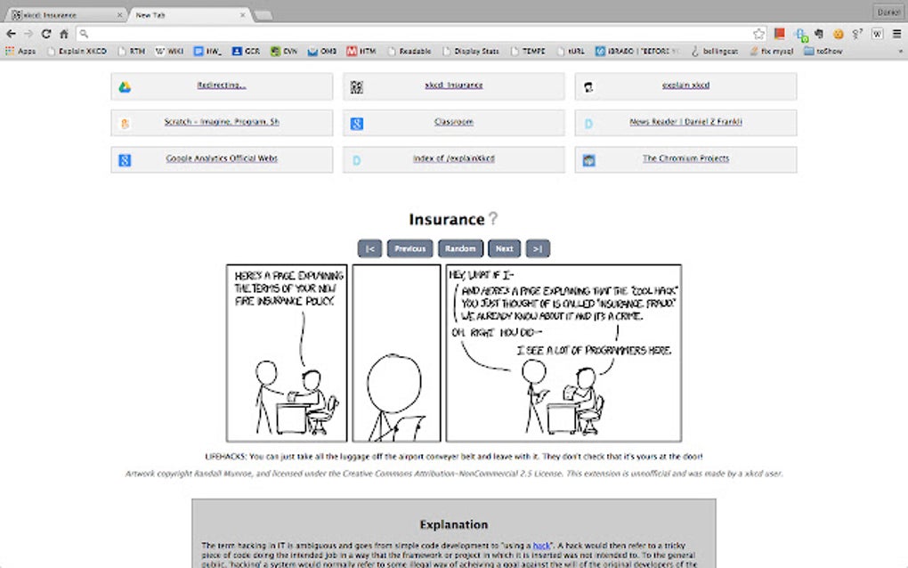 New tab page with the latest XKCD Google Chrome 용 - 확장 프로그램 다운로드