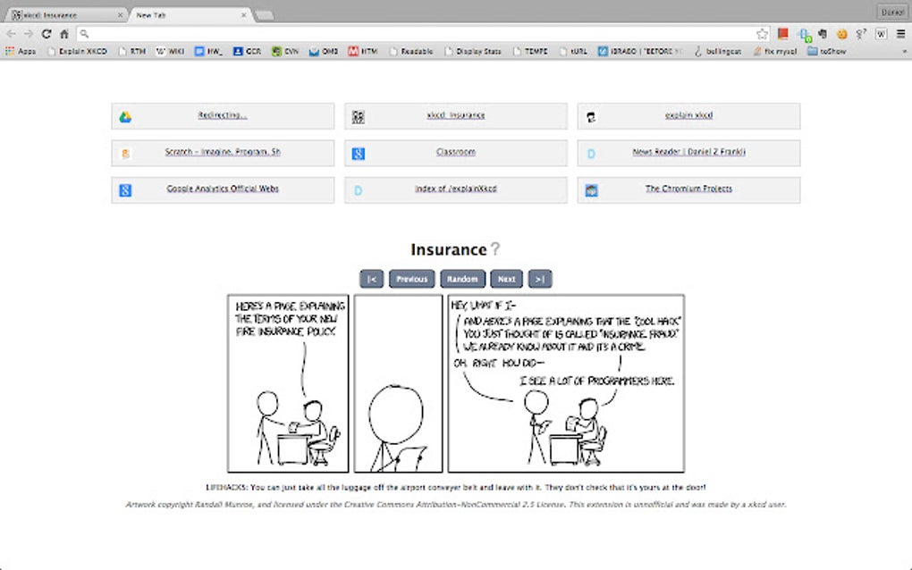 New tab page with the latest XKCD para Google Chrome - Extensión Descargar
