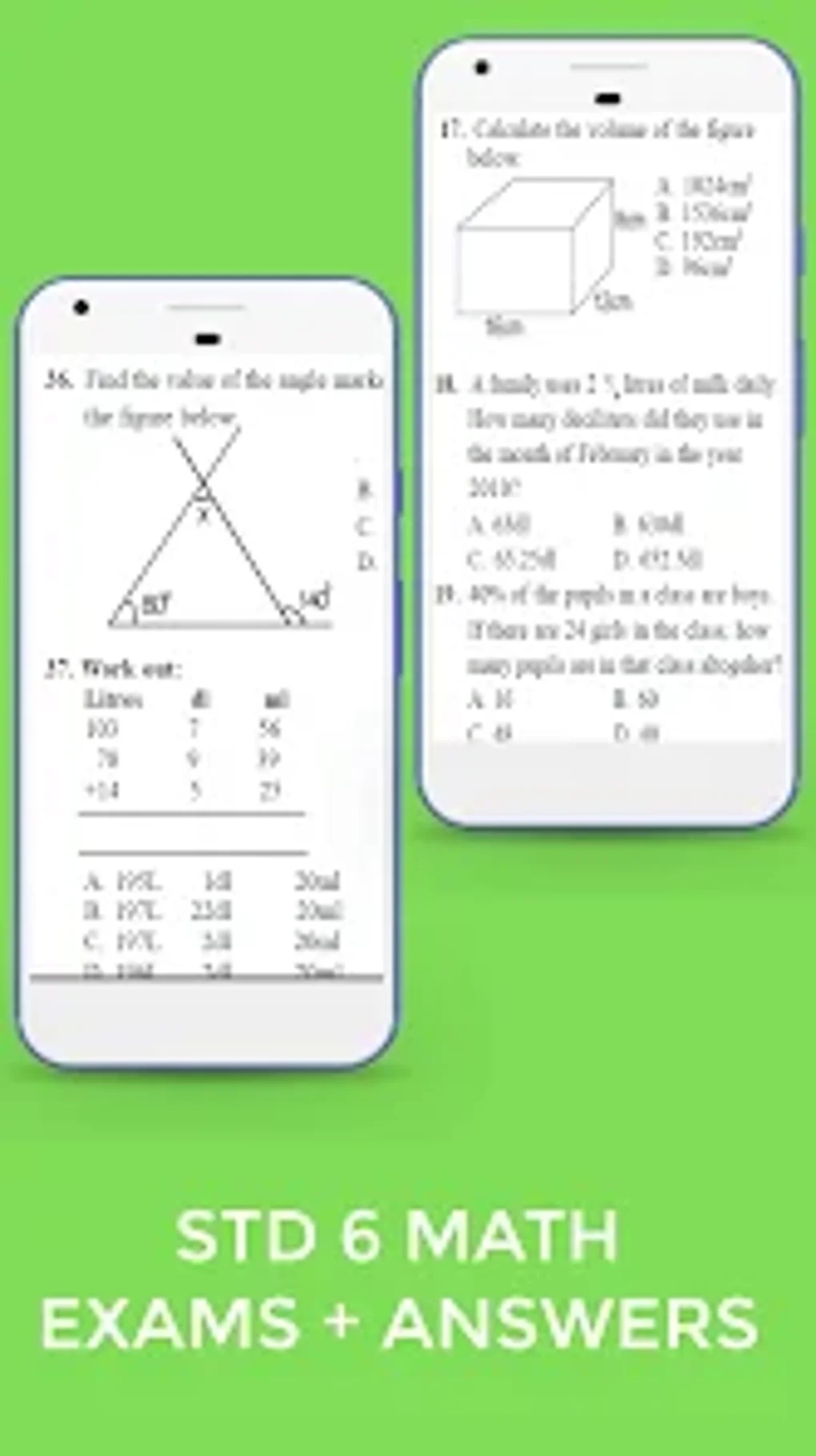 Std 6 Math Exams Answers for Android - Download