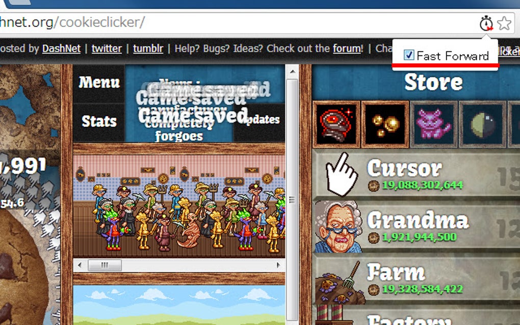 Fast Forward Cookie Clicker Google Chrome 용 - 확장 프로그램 다운로드