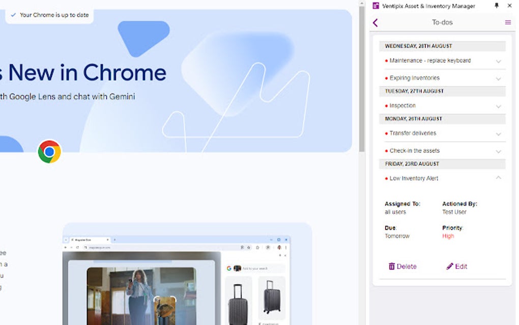 Ventipix Asset & Inventory Manager Side Panel para Google Chrome - Extensión Descargar