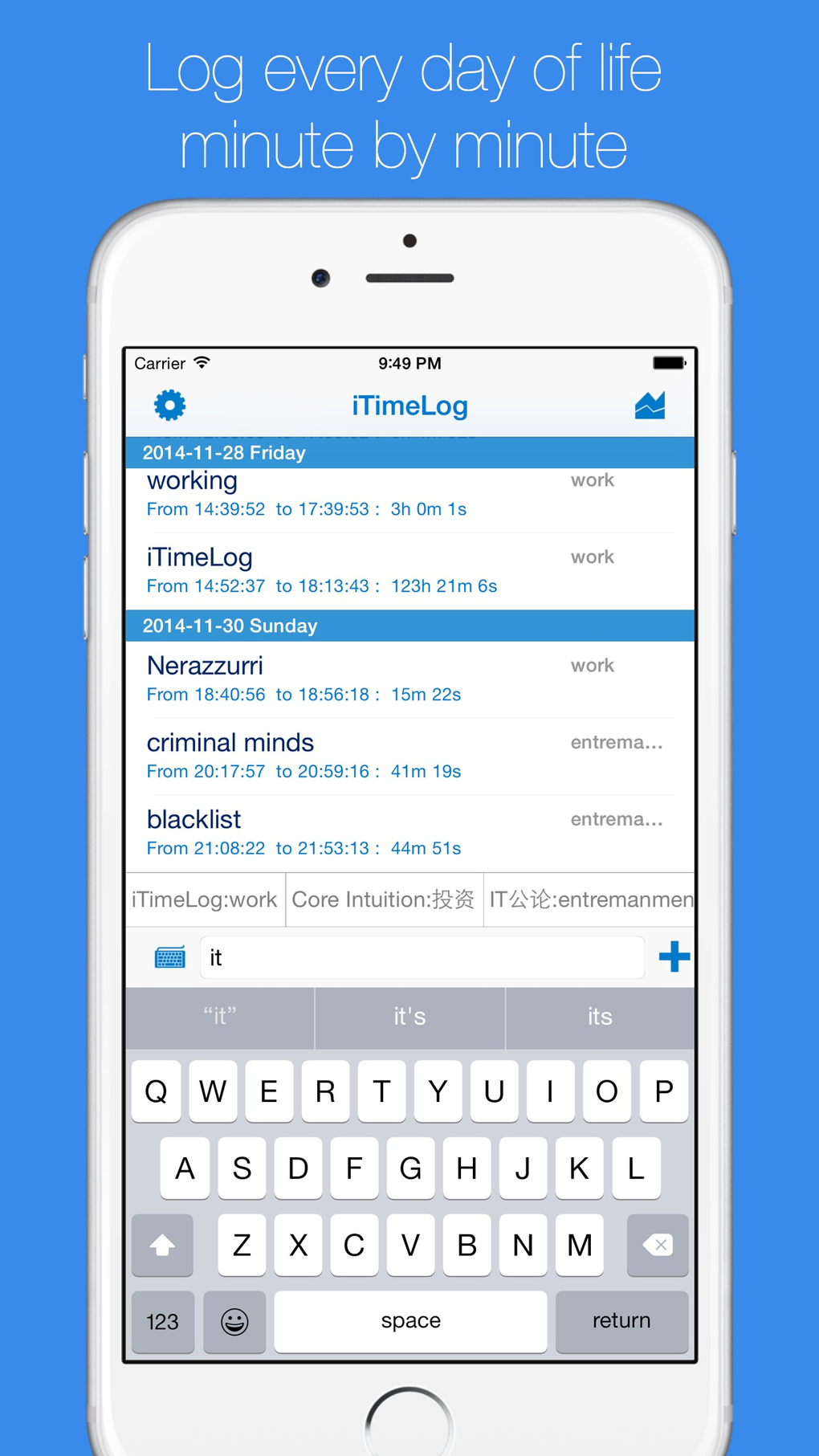 iTimeLog - your time tracker for iPhone - Download