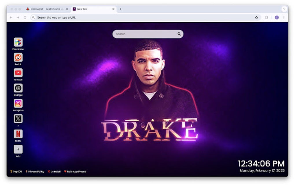 Drake Wallpapers New Tab สำหรับ Google Chrome - ส่วนขยาย ดาวน์โหลด