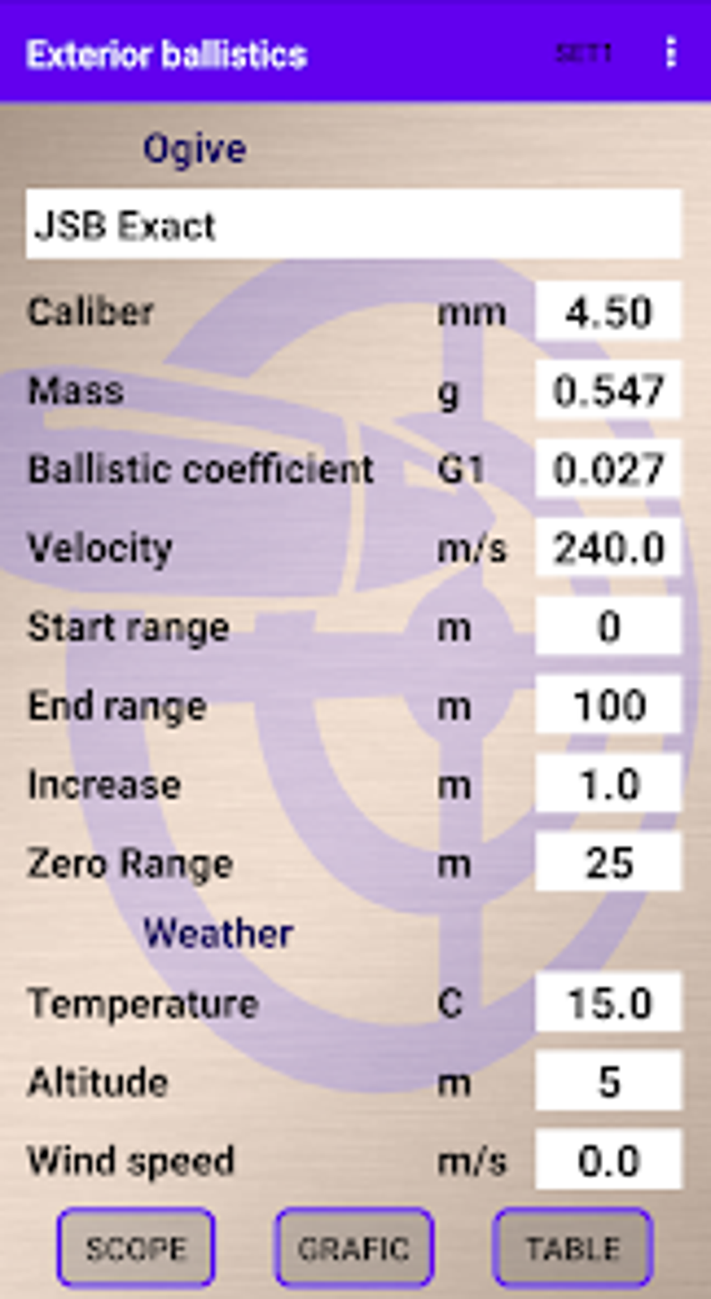 External ballistics calculator for Android - Download