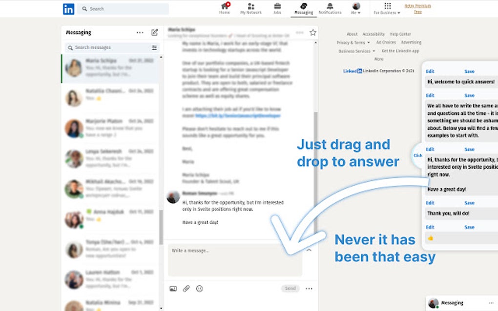 LinkedIn Quick Replies for Google Chrome - Extension Download