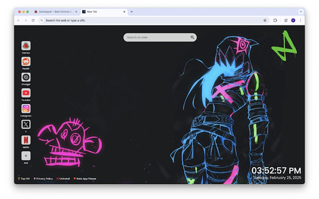 Jinx Neon Graffiti Live Wallpaper para Google Chrome - Extensión Descargar