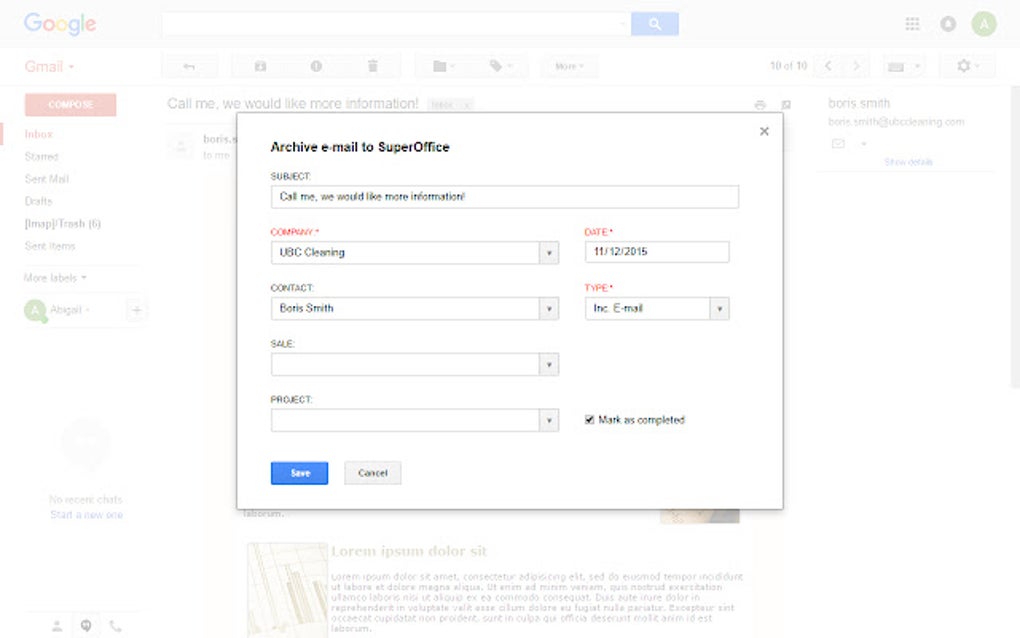 SuperOffice Gmail Link for Google Chrome - Extension Download