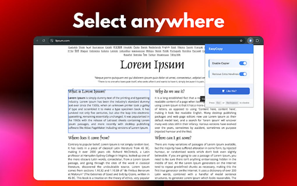 EasyCopy para Google Chrome - Extensión Descargar
