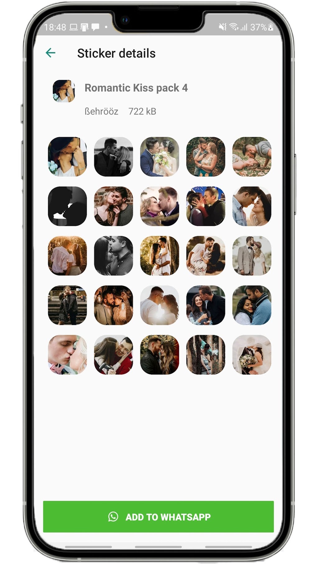 Romantic Kiss WA-Sticker para Android - Descargar