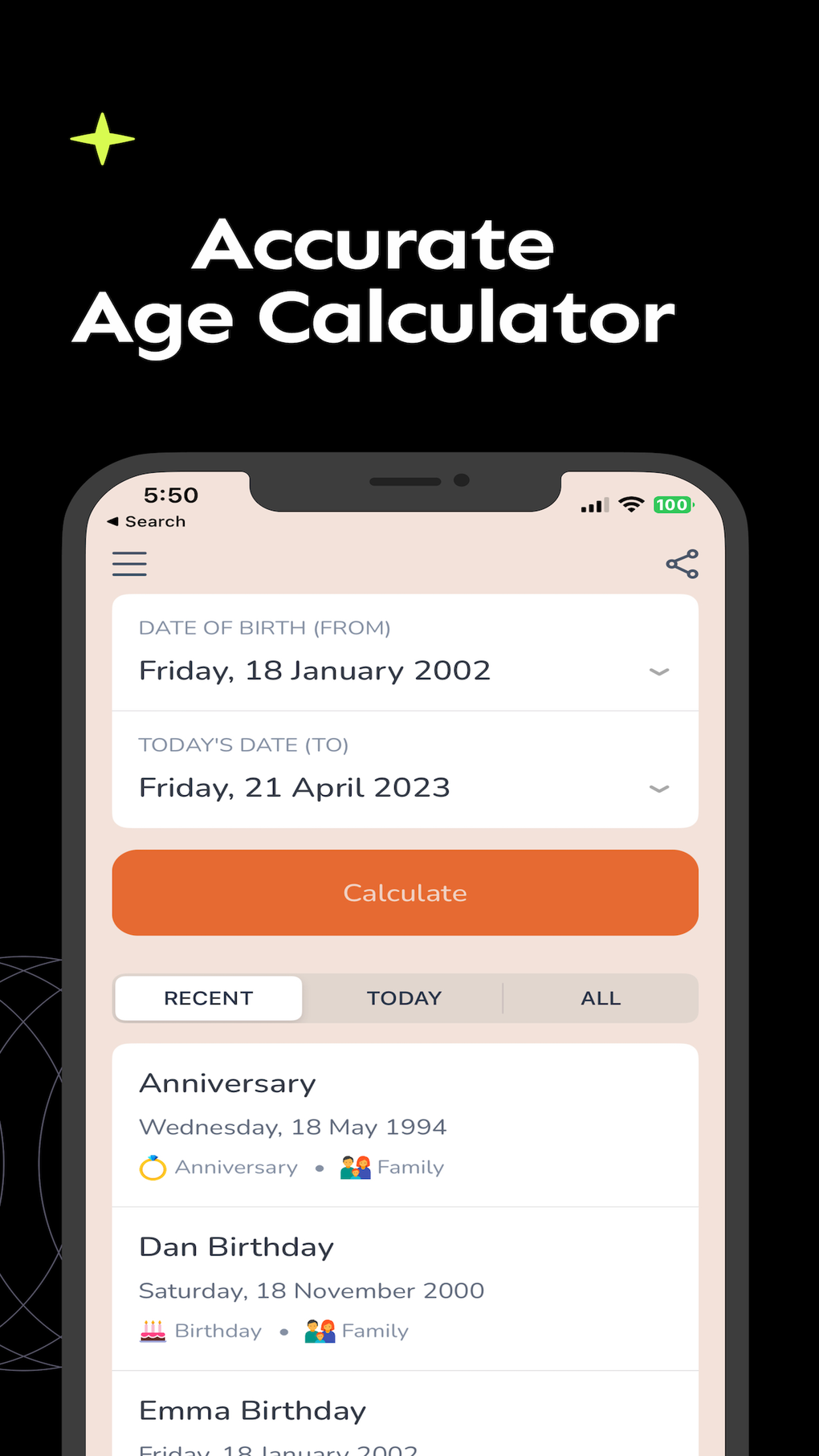 iPhone 용 Age Calculator: Date of Birth - 다운로드 iPhone 용 Age Calculator: Date of Birth - 다운로드