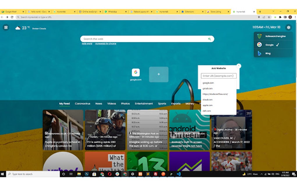 My New Tab - mynewtab.org for Google Chrome - Extension Download
