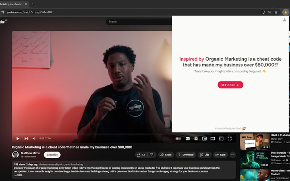 Reforge AI: Turn YouTube Videos Into Blog Posts. Google Chrome 용 - 확장 ...