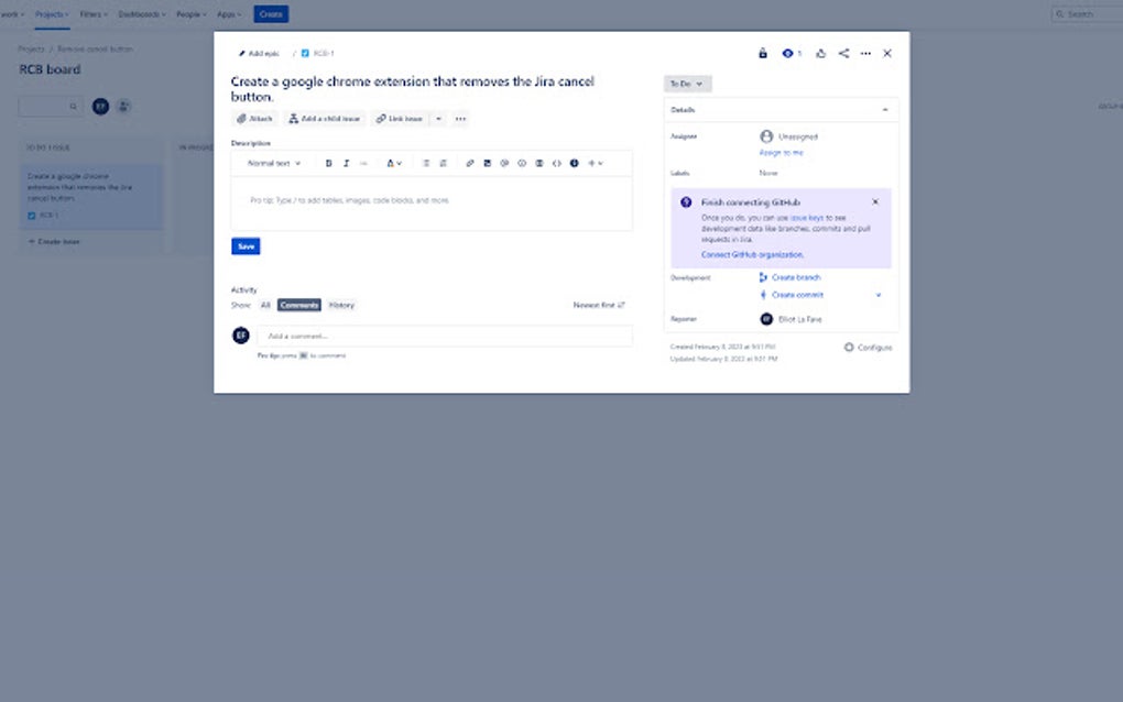 JIRA Remove Cancel Button para Google Chrome - Extensión Descargar