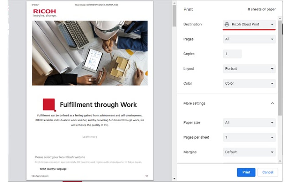 Ricoh Cloud Print for Google Chrome - Extension Download