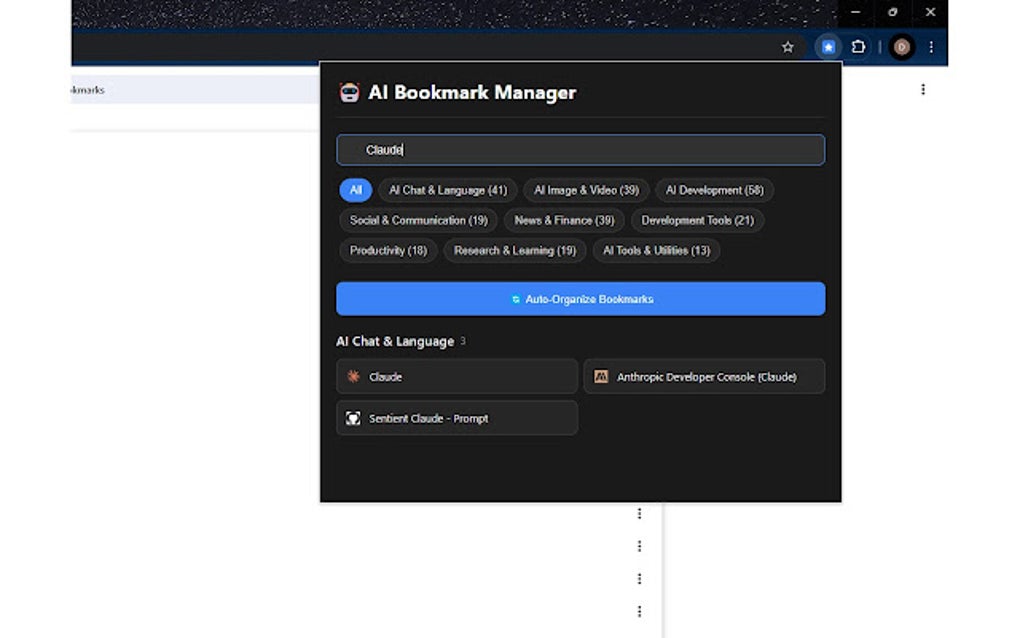 AI Bookmark Manager สำหรับ Google Chrome - ส่วนขยาย ดาวน์โหลด