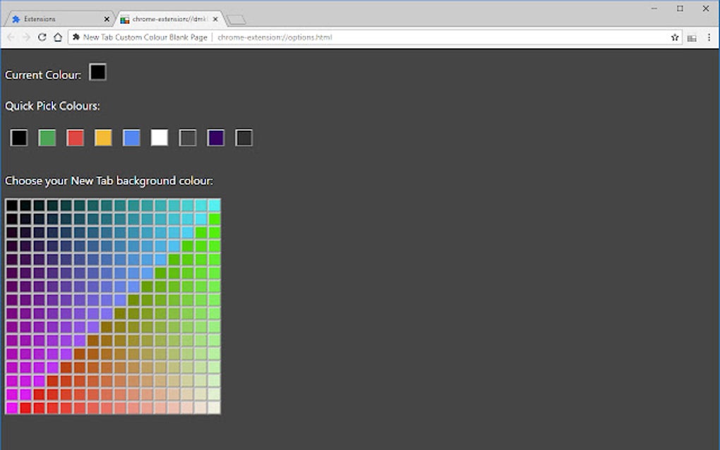 New Tab Custom Colour Blank Page for Google Chrome - Extension Download