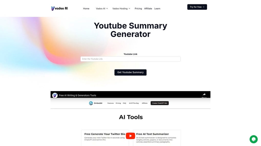Youtube Summary Generator สำหรับ AI สรุปข้อความ: รีวิว, คุณสมบัติและการใช้งาน