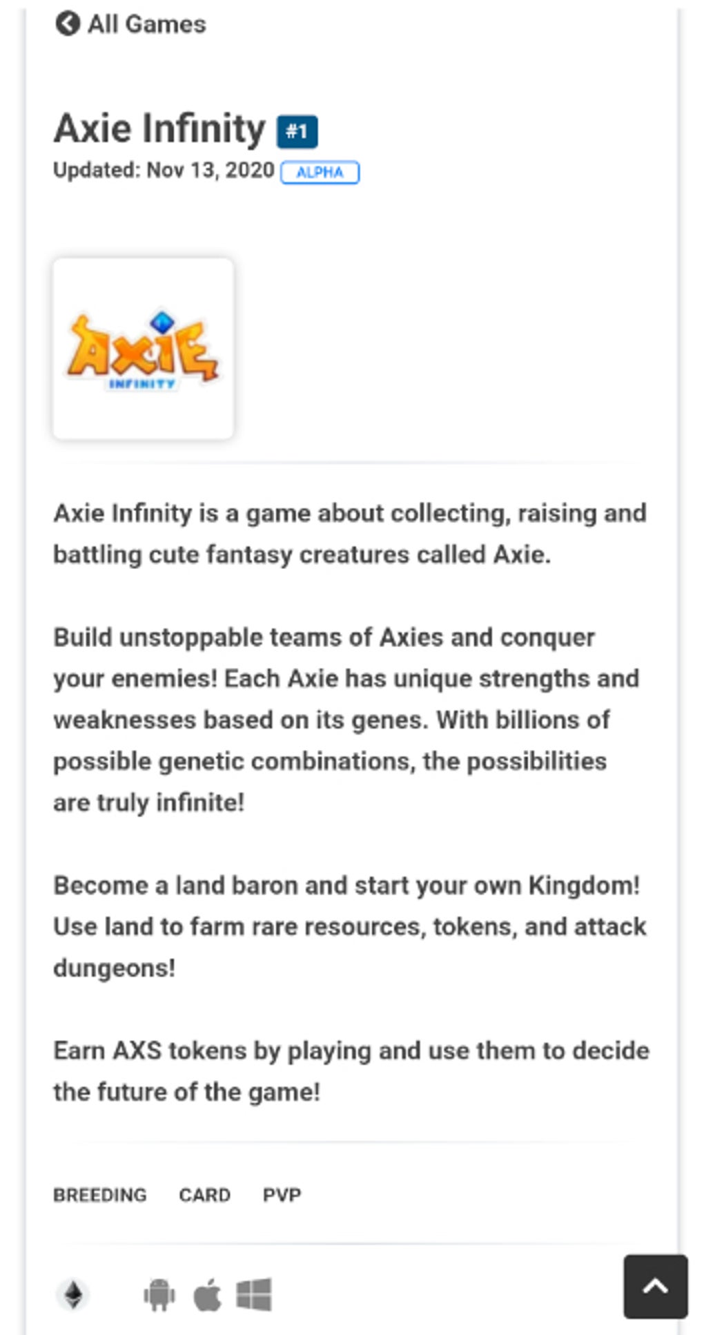 PlayToEarn - Blockchain Games List APK per Android - Download